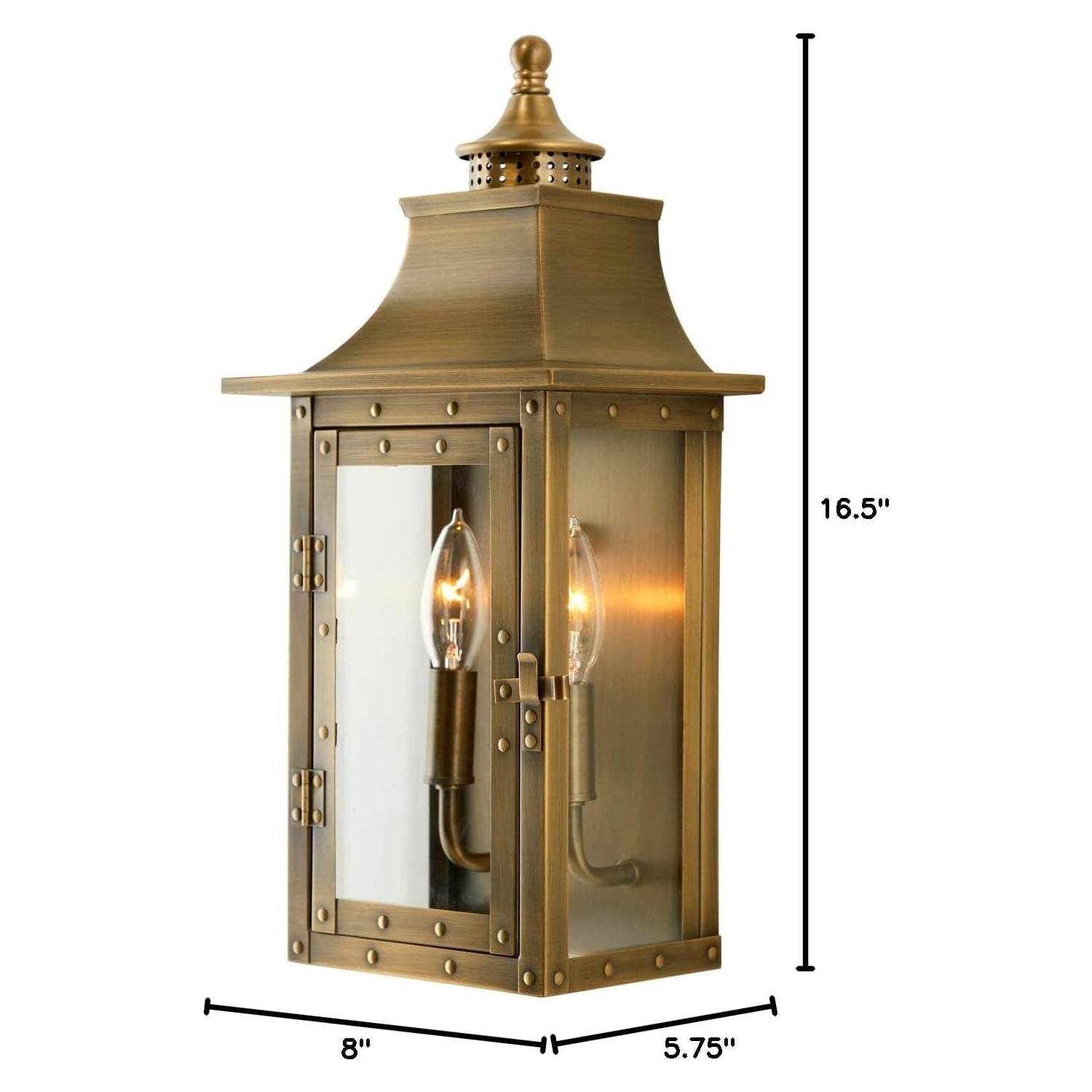 Clear Glass Solid Brass Outdoor Lighting | Metal Retro Exterior Wall Lantern | Ping Lighting